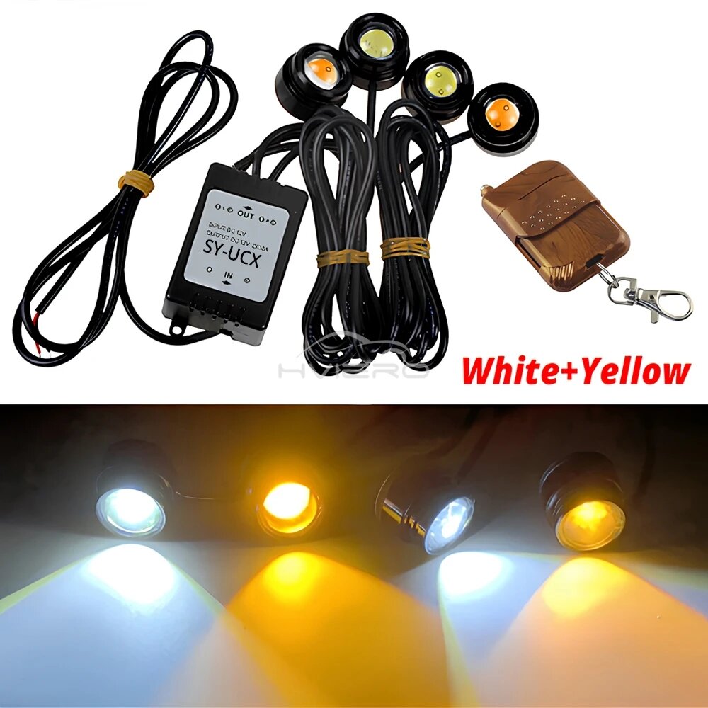 Автомобильный светодиодный стробоскоп Eagle Eye 12В, ДХО (дневные ходовые огни), ультраяркий, с беспроводным пультом ДУ, для грузовиков, мотоциклов, сигнальная противотуманная фара