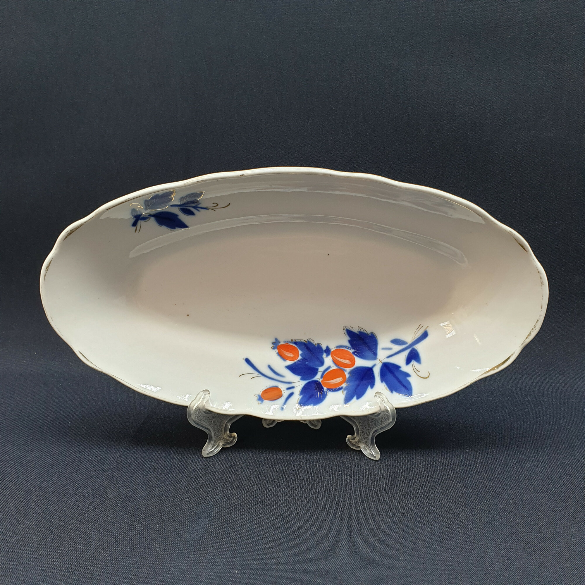 Селедочница Коростень, фарфор , роспись, 26х14 см, винтаж СССР