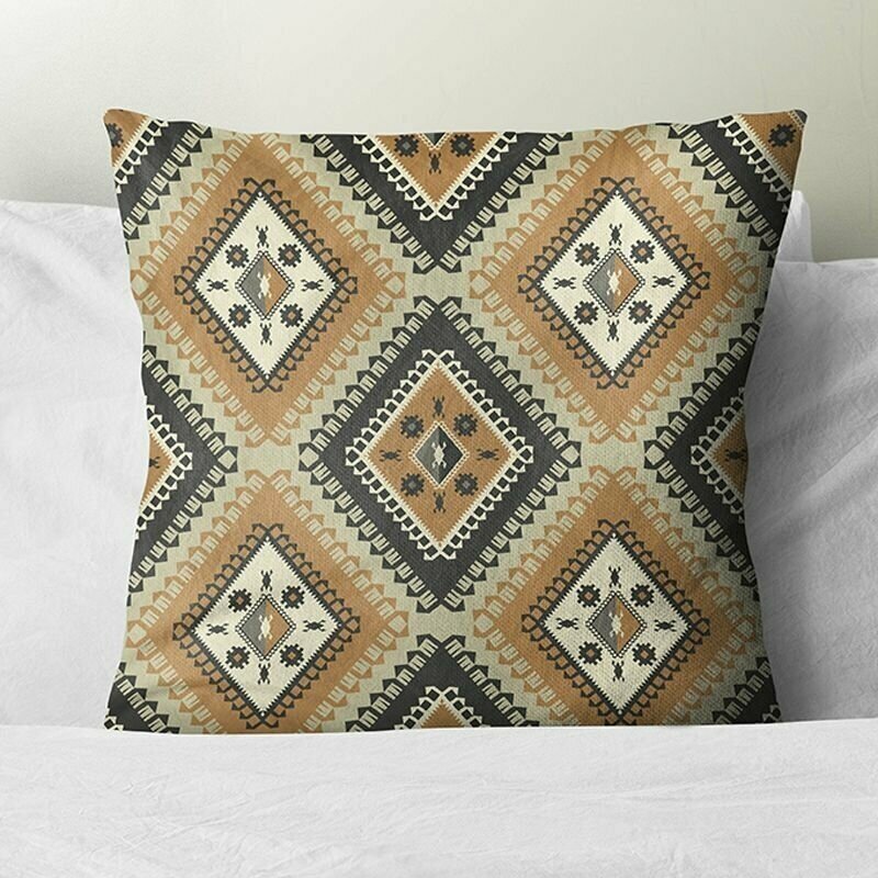 Подушка декоративная Серо-бежевый узор 40х40 велюр