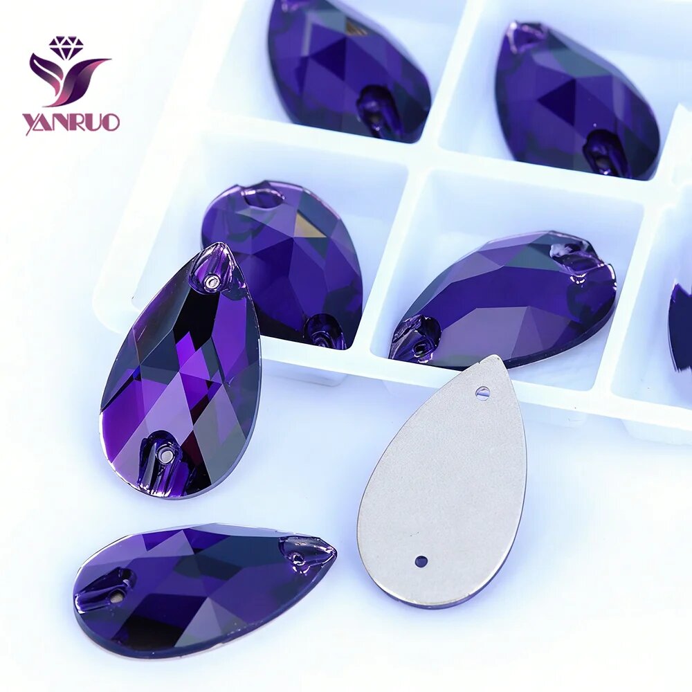 YANRUO стразы капли 17x28mm, фиолетовый бархат, 6шт