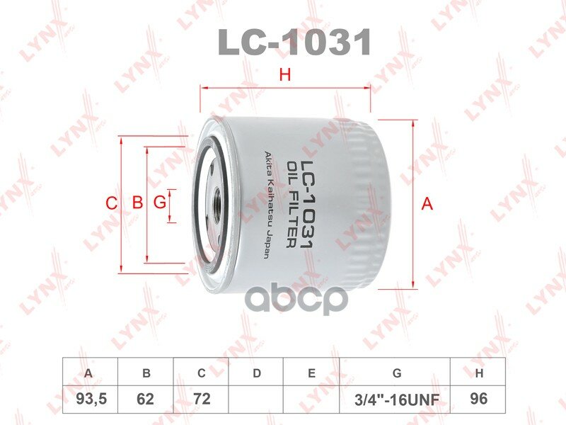 Фильтр масляный, LADA 2101-07/MOSKVICH 2141(M06) LYNXauto арт. LC1031
