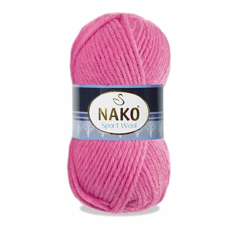 Пряжа Sport wool Nako, яр. розовый - 4211, 25% шерсть, 75% премиум акрил, 5 мотков, 100 г, 120 м.