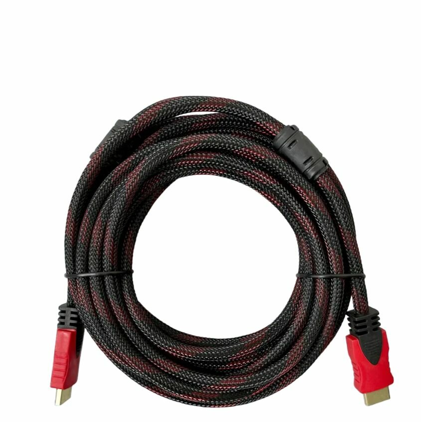 Видеокабель HDMI 5 метров с тройным экранированием 1080 4K UltraHD 3D Чёрно-Красный