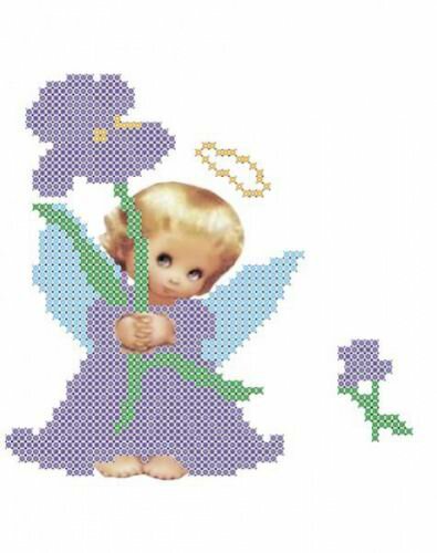 Схема для вышивания бисером Схема для вышивания бисером "Ангелок с фиалкой"