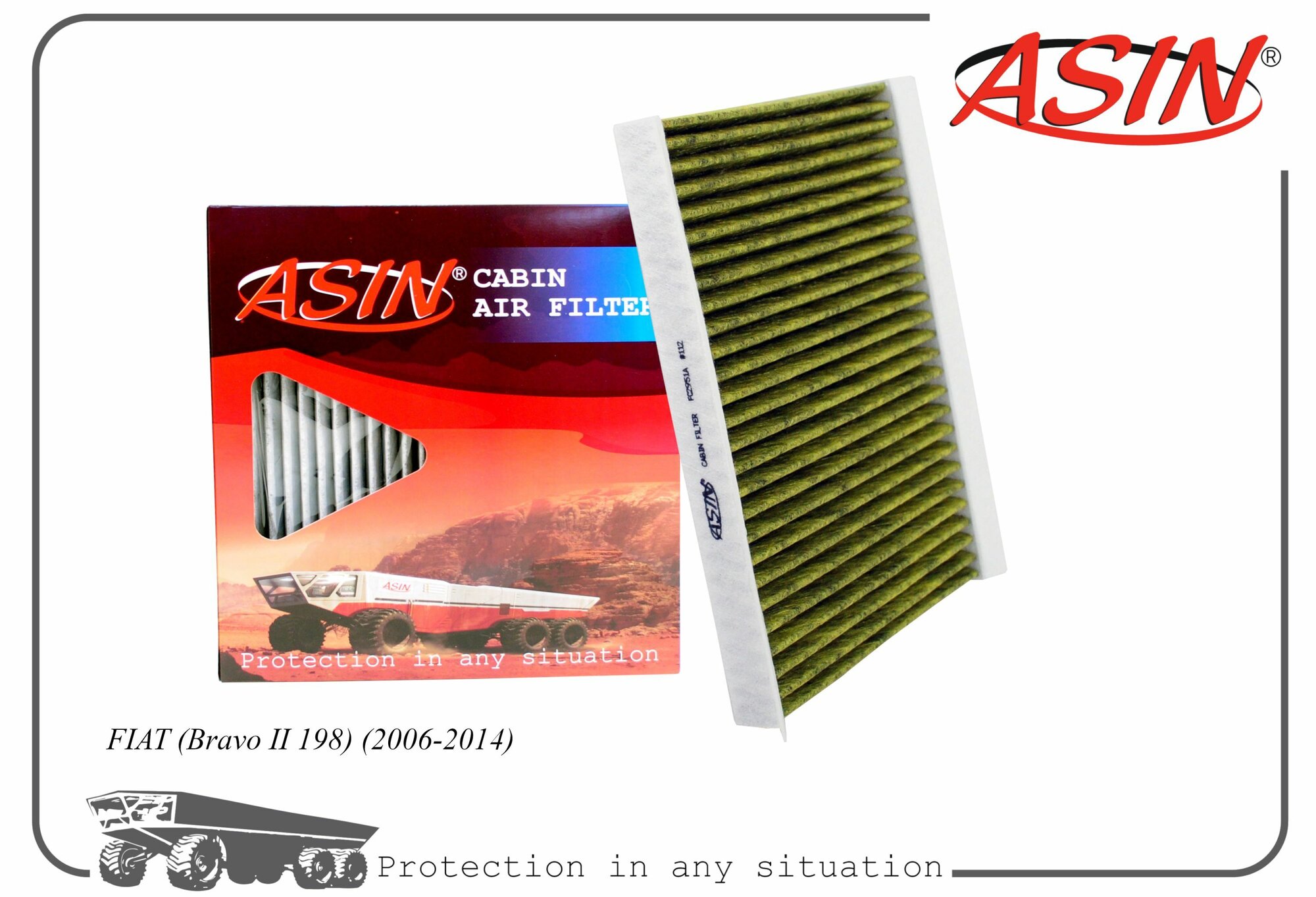 Фильтр салонный 71736776 ASIN. FC2951A антибактериальный, угольный для FIAT Bravo II 198