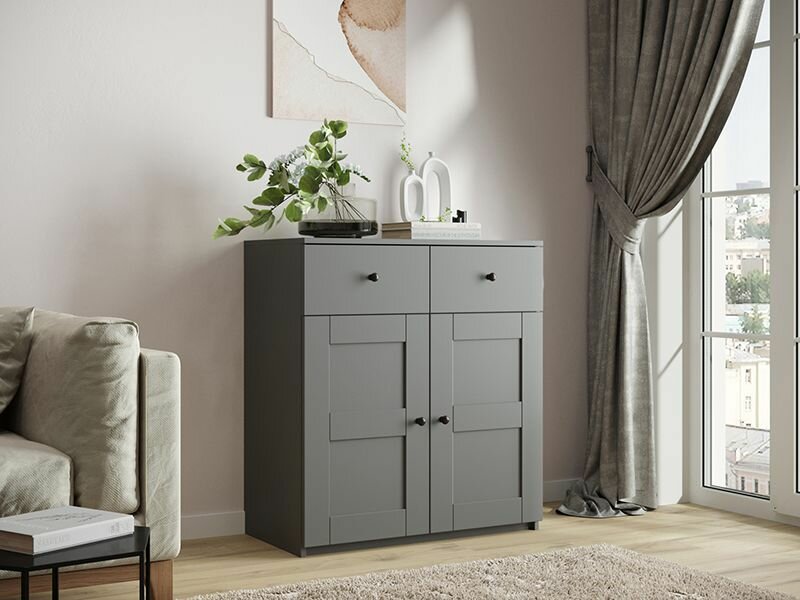 Комод с выдвижными ящиками "Ричи 10" 80х90х43 Серый графит