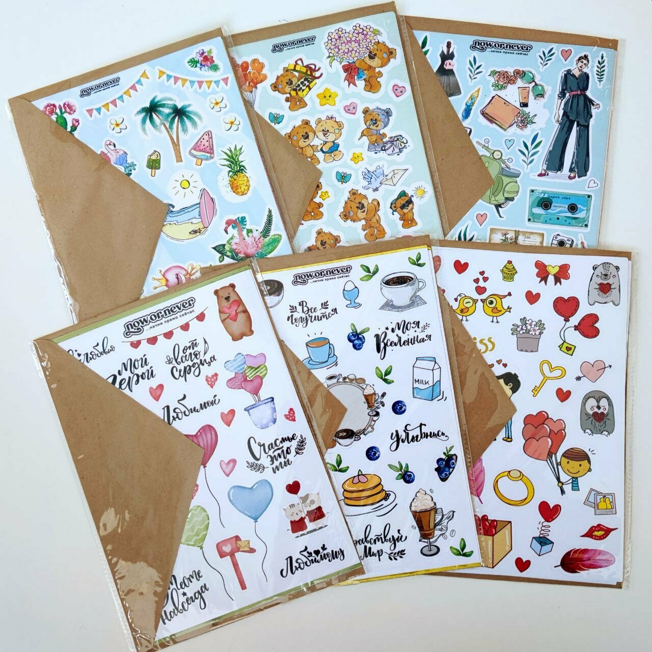 Большой набор наклеек стикеров на телефон и ноутбук для ежедневника