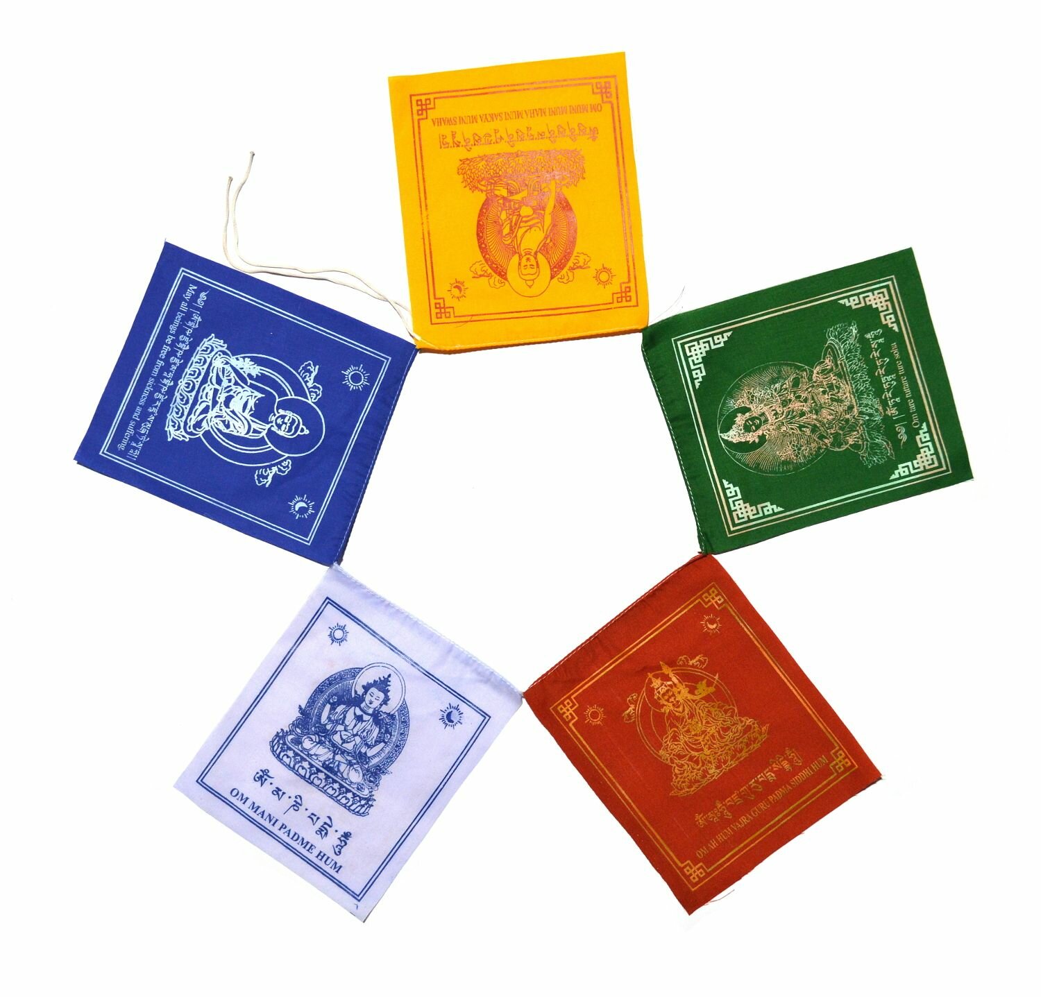 Молитвенные флажки с божествами, 5 флажков, 16 х 13 см