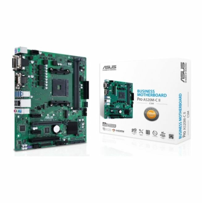 Материнская плата ASUS PRO A520M-C II/CSM (PRO A520M-C II/CSM) - AM4, AMD A520, 4хDDR4, 1хPCI-Ex16, 1хМ.2, Micro-ATX