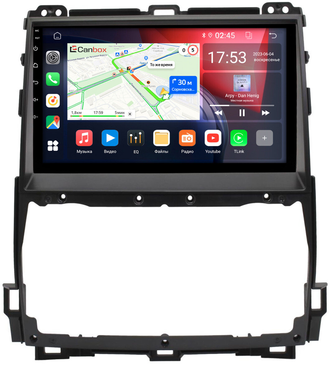 Штатная магнитола Canbox RS9-1298 для Toyota LC Prado 120 2002-2009 на Android 10 (IPS, DSP, CarPlay)
