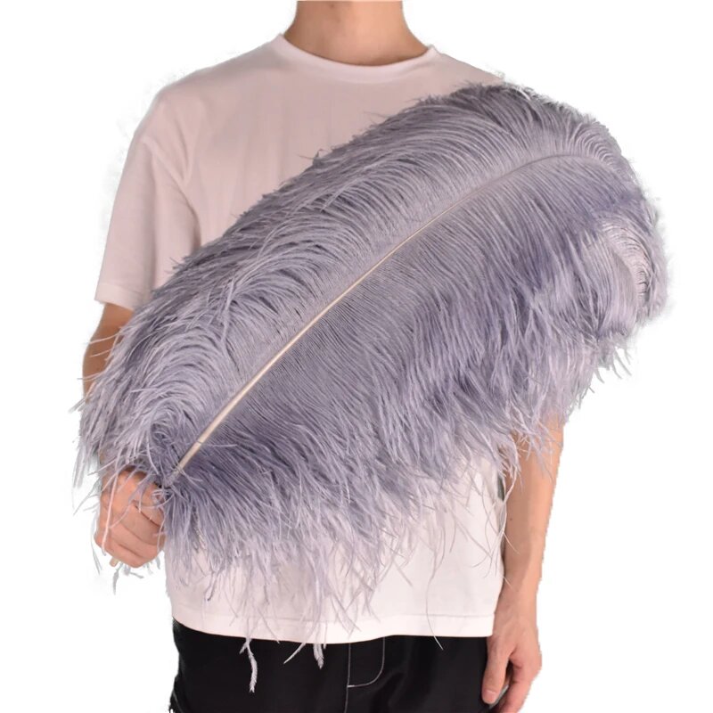 Страусиные перья WyFeay, белые и черные, 50-75 см Big50-55cm 20-22inch, Grey