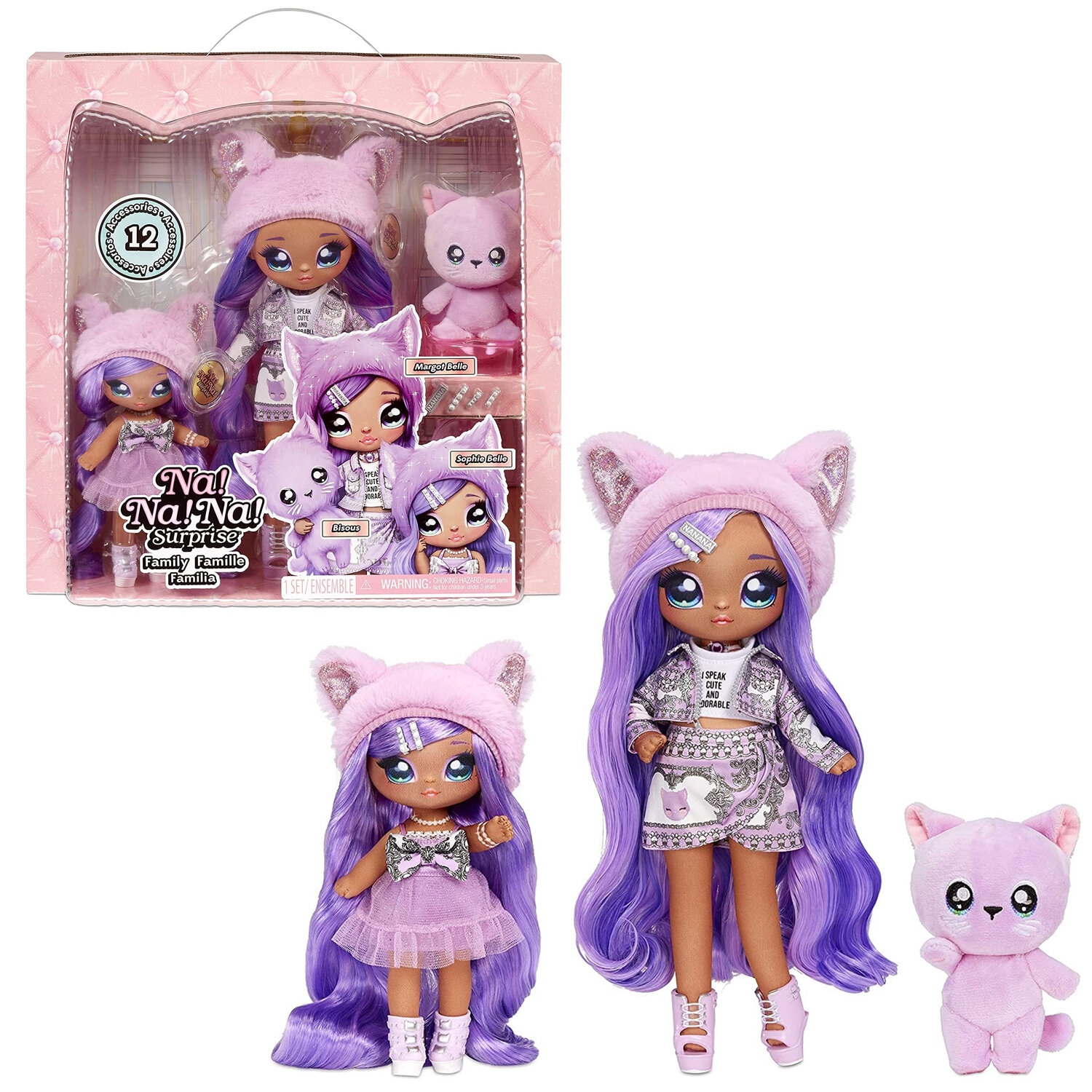 Кукла Na! Na! Na! Surprise Семья Кошек на на на сюрпрайз Lavender Kitty (Уцененный товар)