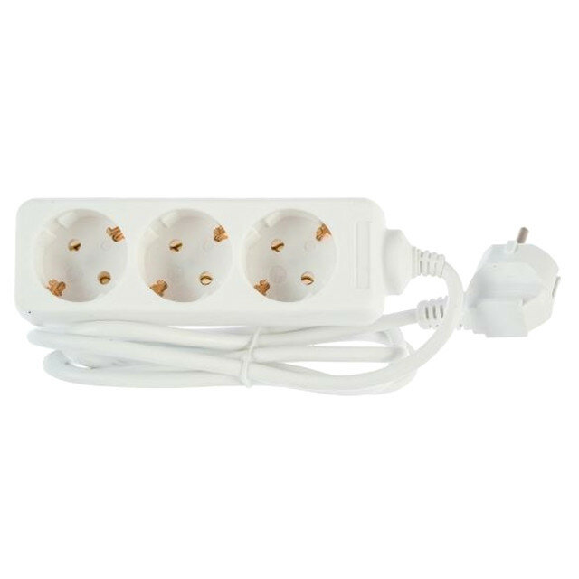 Удлинитель NAVIGATOR 5м 3-местный с/з IP20 16А белый