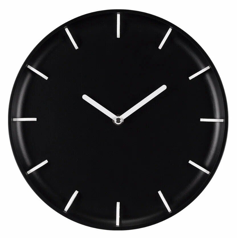 Часы настенные классика из дерева с открытой стрелкой d=28 см, чёрный+белый, Рубин 2826-001 (10)Россия