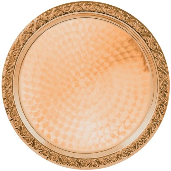 Поднос Кольчугинский Мельхиор декоративный круглый с гравир. рисунком медный С95508
