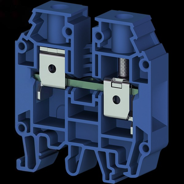 Клемма проходная 16мм. кв. AVK 16 RD, синяя