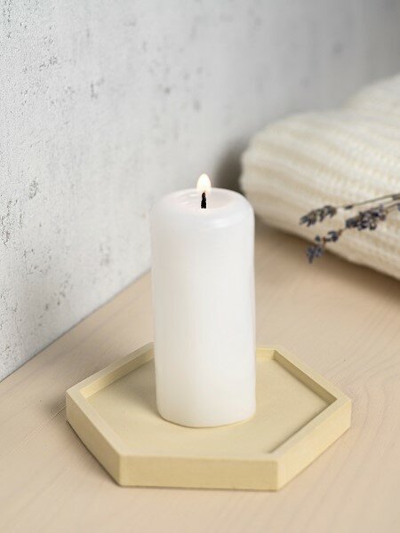 Подсвечник из скульптурного бетона шестигранник, цвет желтый (гипсобетон, высота 1,1 см.), 1 шт.