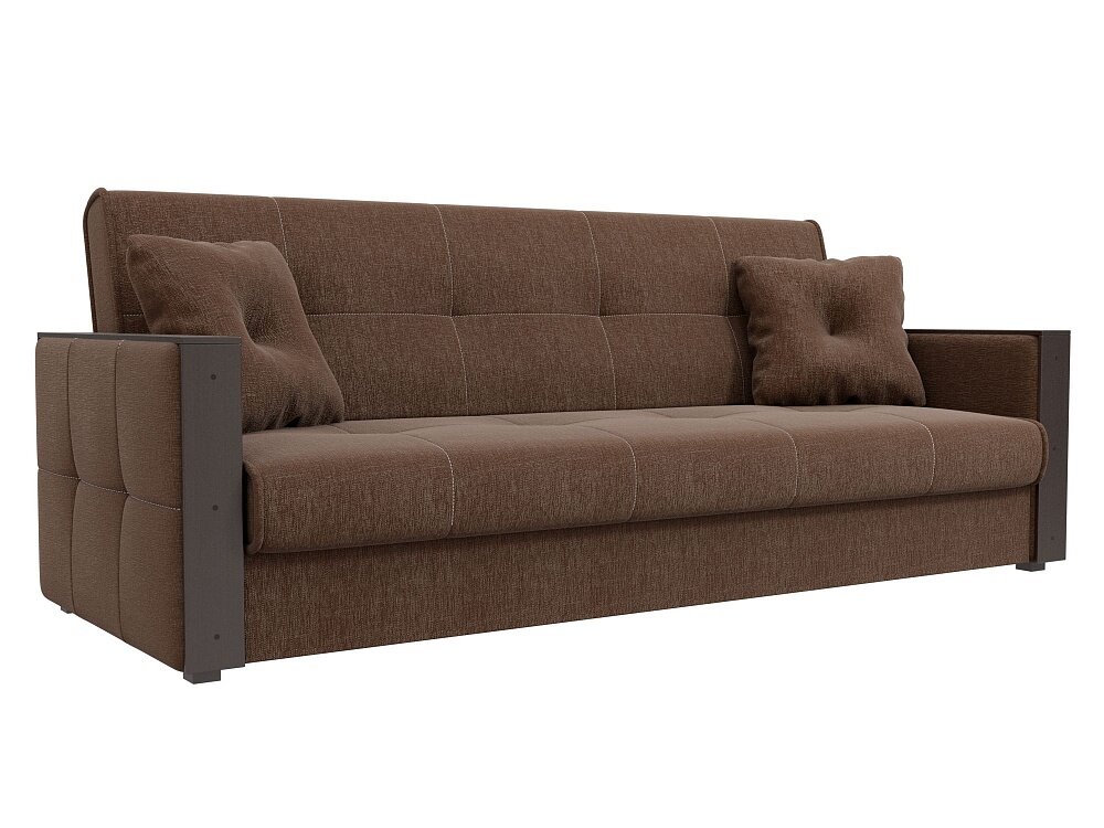 Прямой диван Валенсия Коричневый, книжка, 210х85х90 см, с ящиком для белья