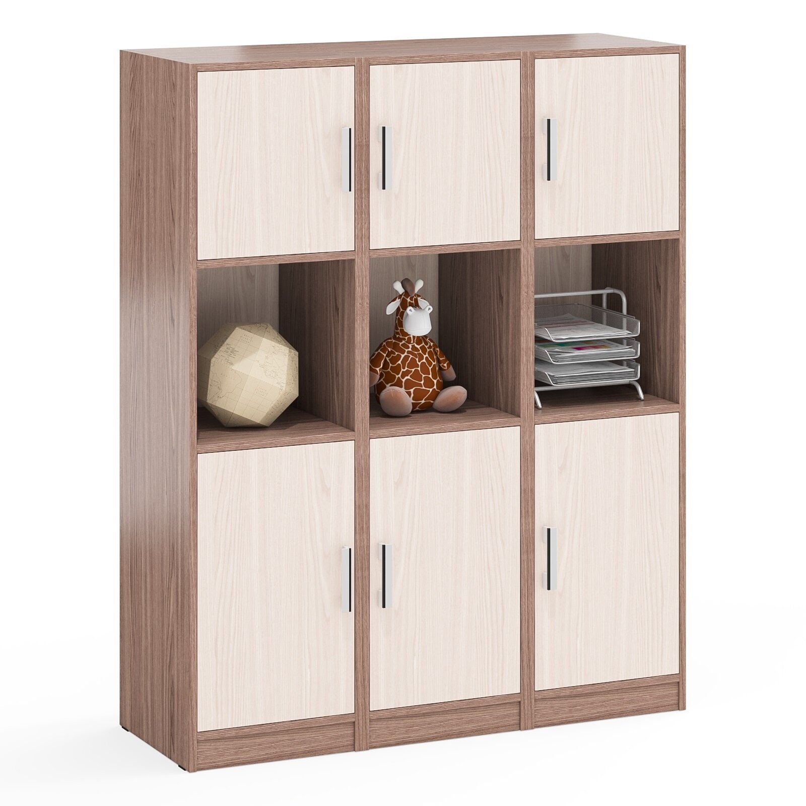 Набор из трёх пеналов с нишей Мебельный Двор СК-9 цвет ясень шимо светлый/тёмный, 129х45х160 см