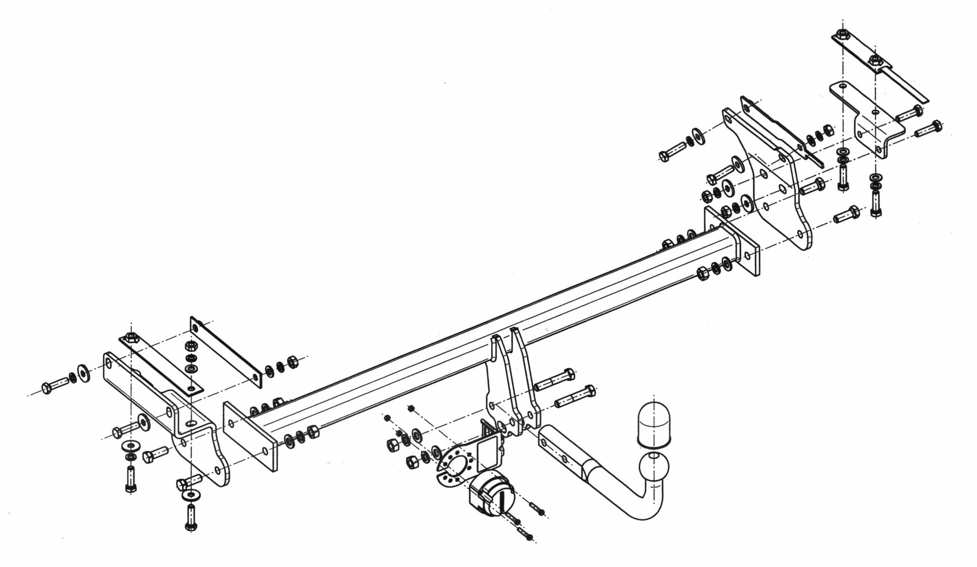 Фаркоп на Nissan Qashqai J11 (кроме версии со AdBlue) 2014-2018 без подрезки бампера (паспорт и сертификат в комплекте)(без электрики) Steinhof. N-096