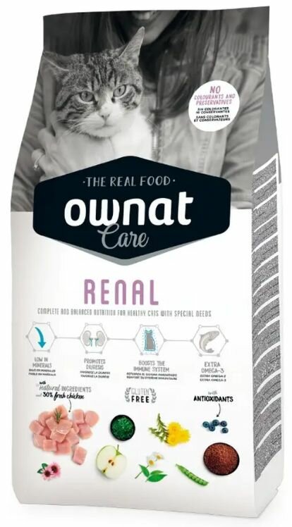 Ownat Adult Care Renal Сухой корм для взрослых кошек с хронической почечной недостаточностью, с курицей, 1,5 кг