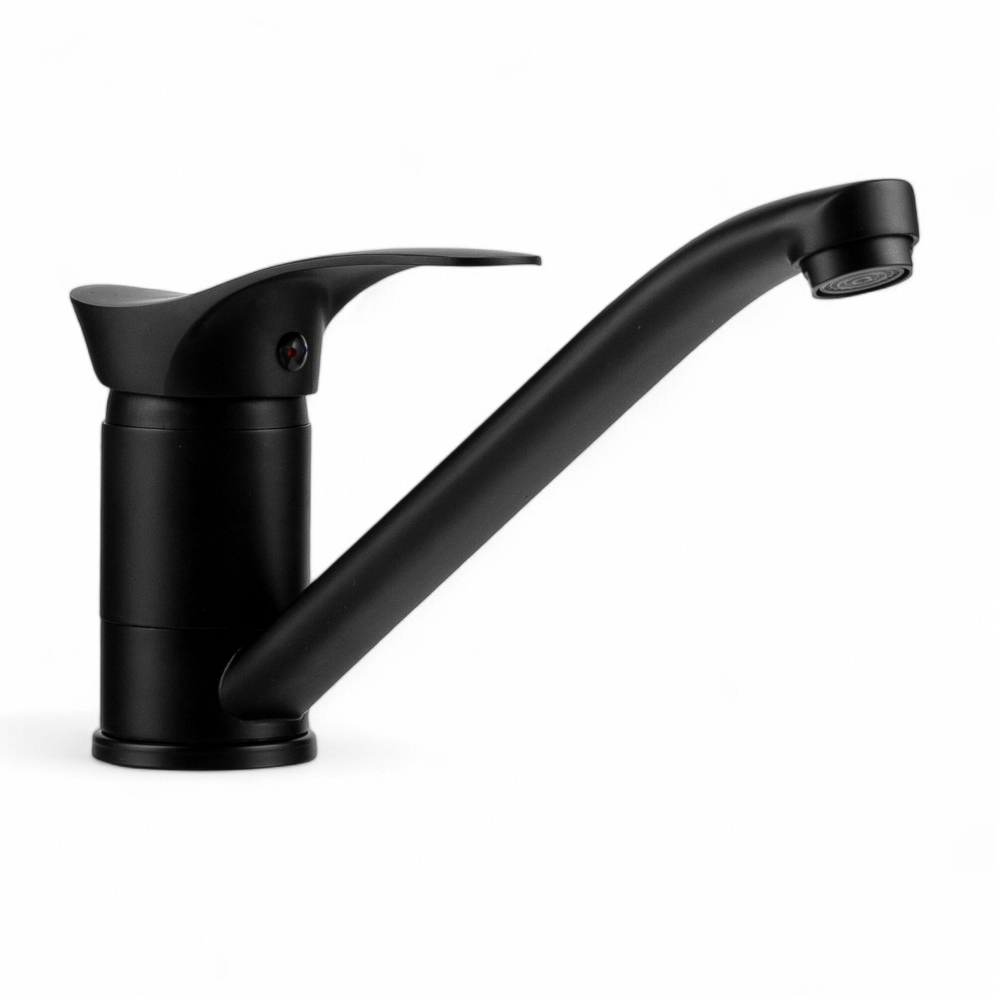 Смеситель для раковины с длинным изливом 19 см, черный матовый