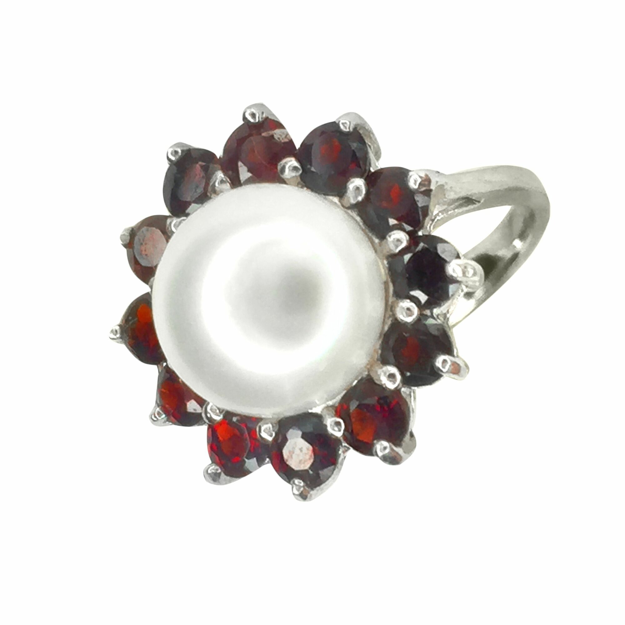 Кольцо тонкое, серебро, 925 проба, родирование, жемчуг