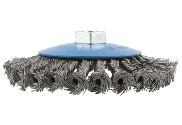 Корщетка, тип "колесо" с наклоном, гайка М14, стальная витая проволока 125 мм