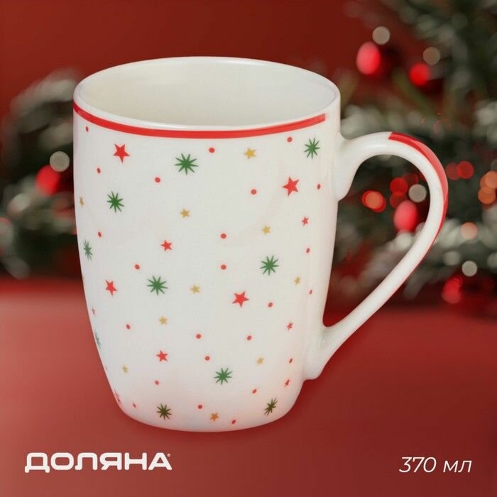 Кружка Доляна Новогодние каникулы , 370 мл, 12 8,5 10,5 см, фарфор, цвет белый