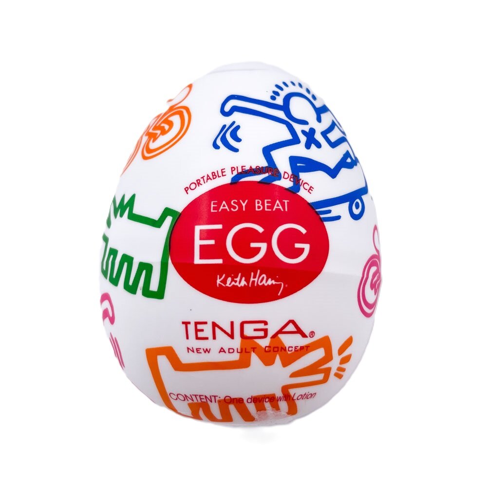 Мастурбатор-яйцо «Tenga & Keith Haring Egg Street»с рельефом в виде разных фигурок