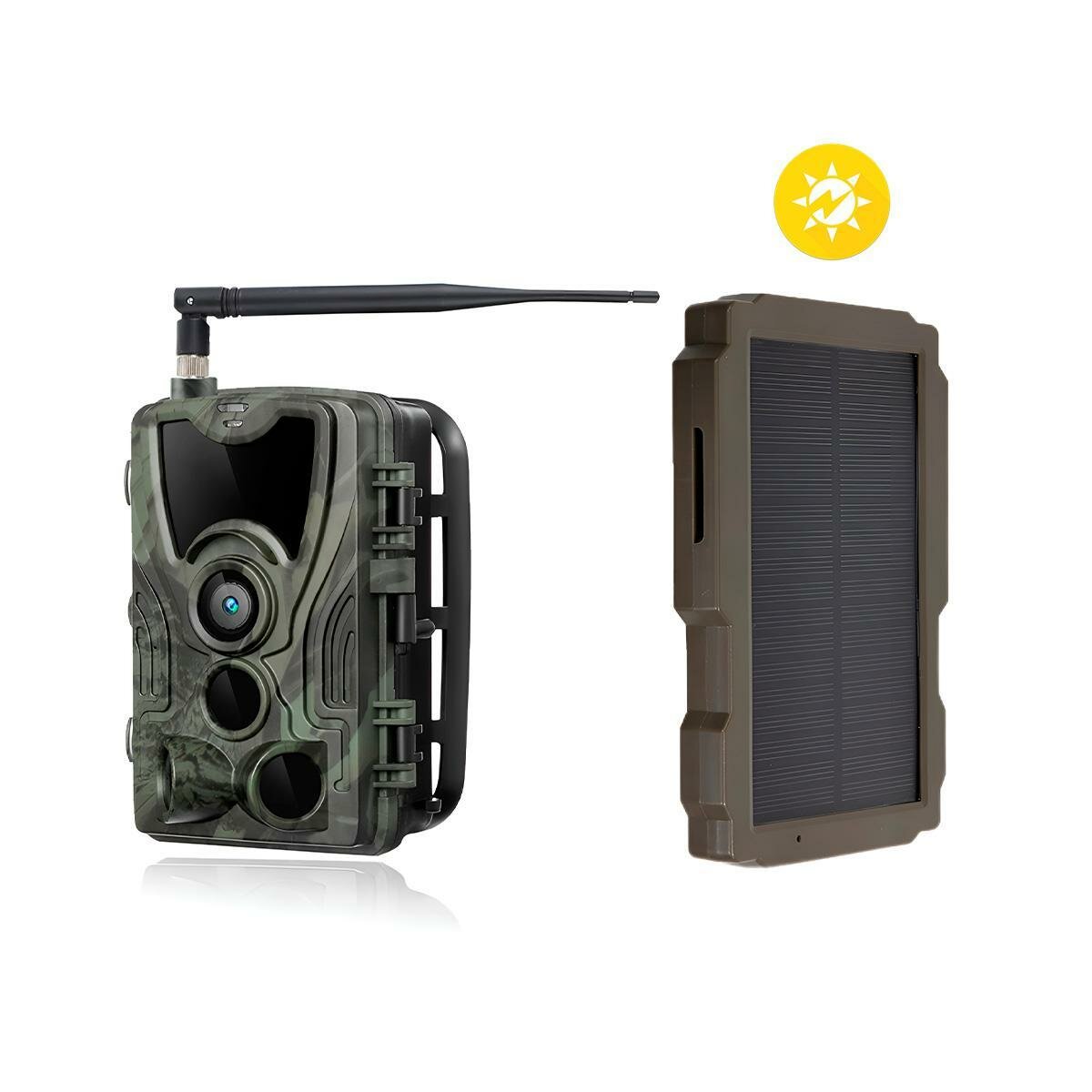 Комплект: 3G/4G фотоловушка для охоты с уличной солнечной батареей Филин HC-801G (4G-Ориг) (N55794KO) и «SP-08 Dual»