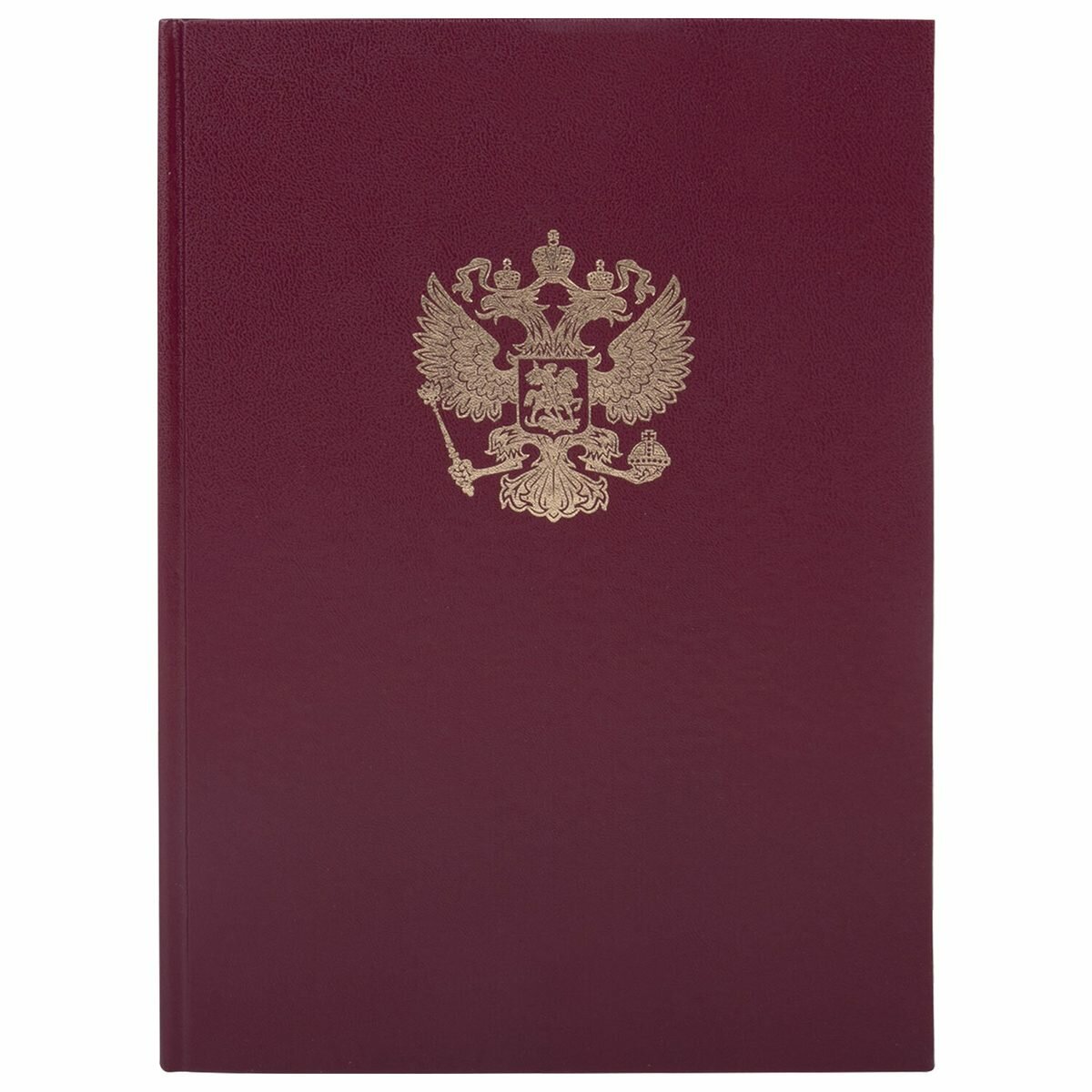 Бухгалтерская книга учета Brauberg (А4, 96л, клетка) твердая обложка, бумвинил, герб) бордовая, 10шт. (130276)