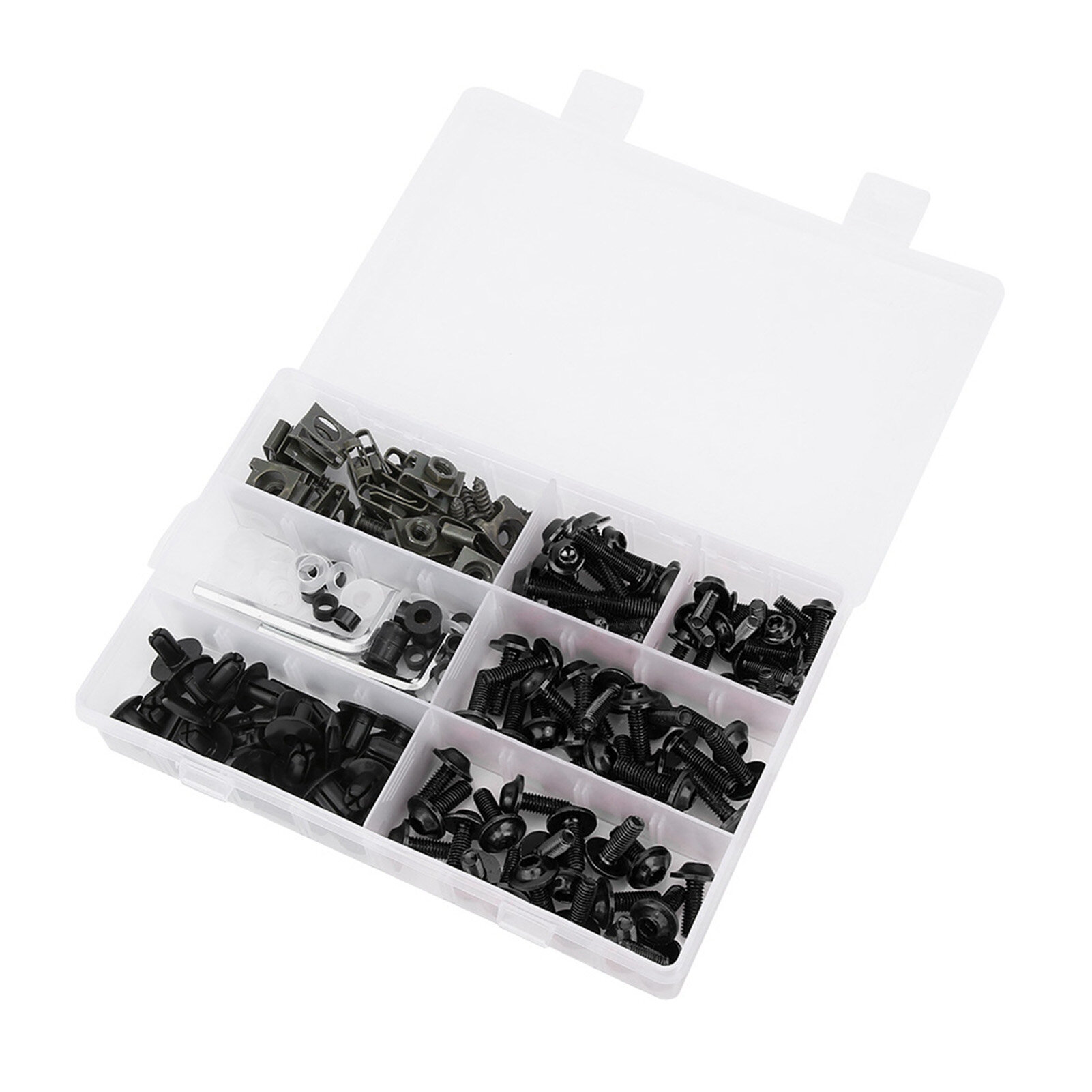 198Pcs/Set Винти для Фар Мотораcycle M5 M6 Болты Комплект Аксессуар Черный