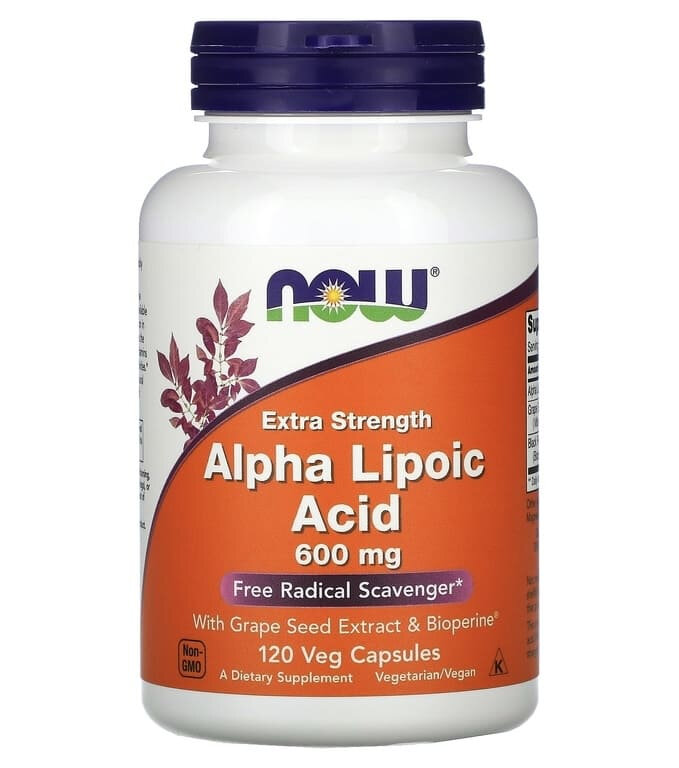 NOW Foods Alpha Lipoic Acid, Альфа-липоевая кислота 600 мг 120 капсул