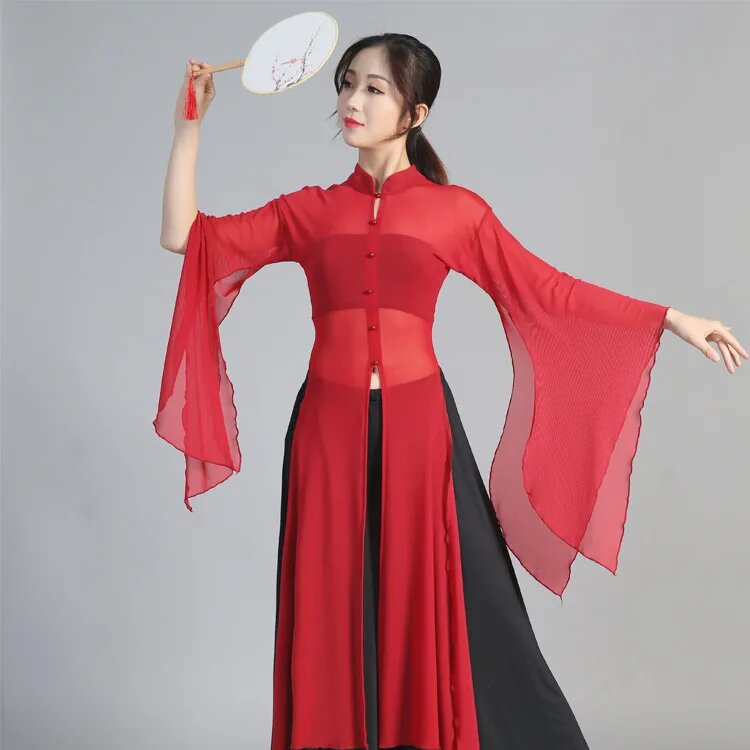 Красное женское платье Hanfu для танца живота, XL