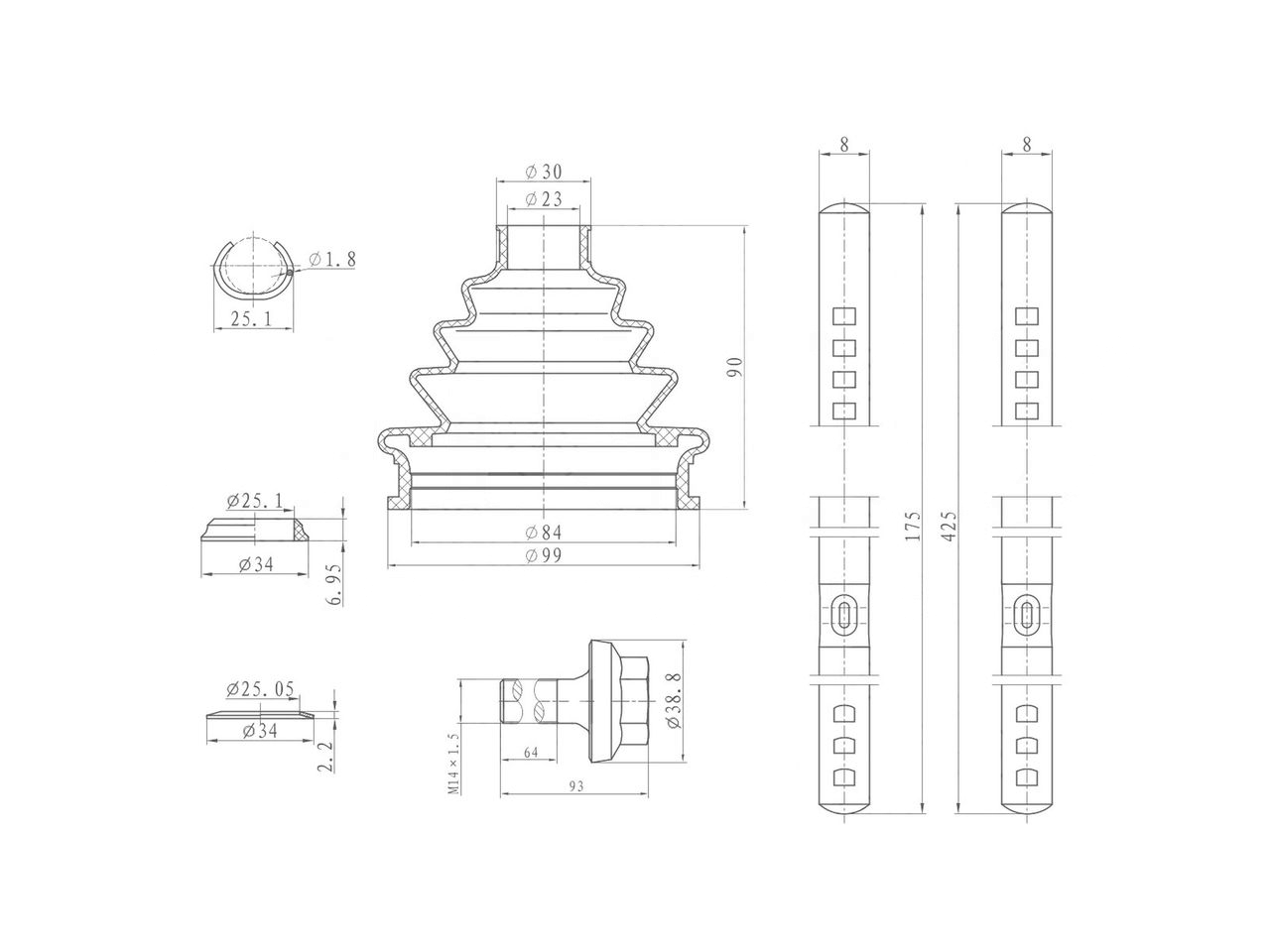 UNIO DUC-30026K (3B0407285B / 3B0498203A) пыльник шруса (к-т) VW Passat (Пассат) b5 96-, Audi (Ауди) a6 II 97-, a4 i, II 94-
