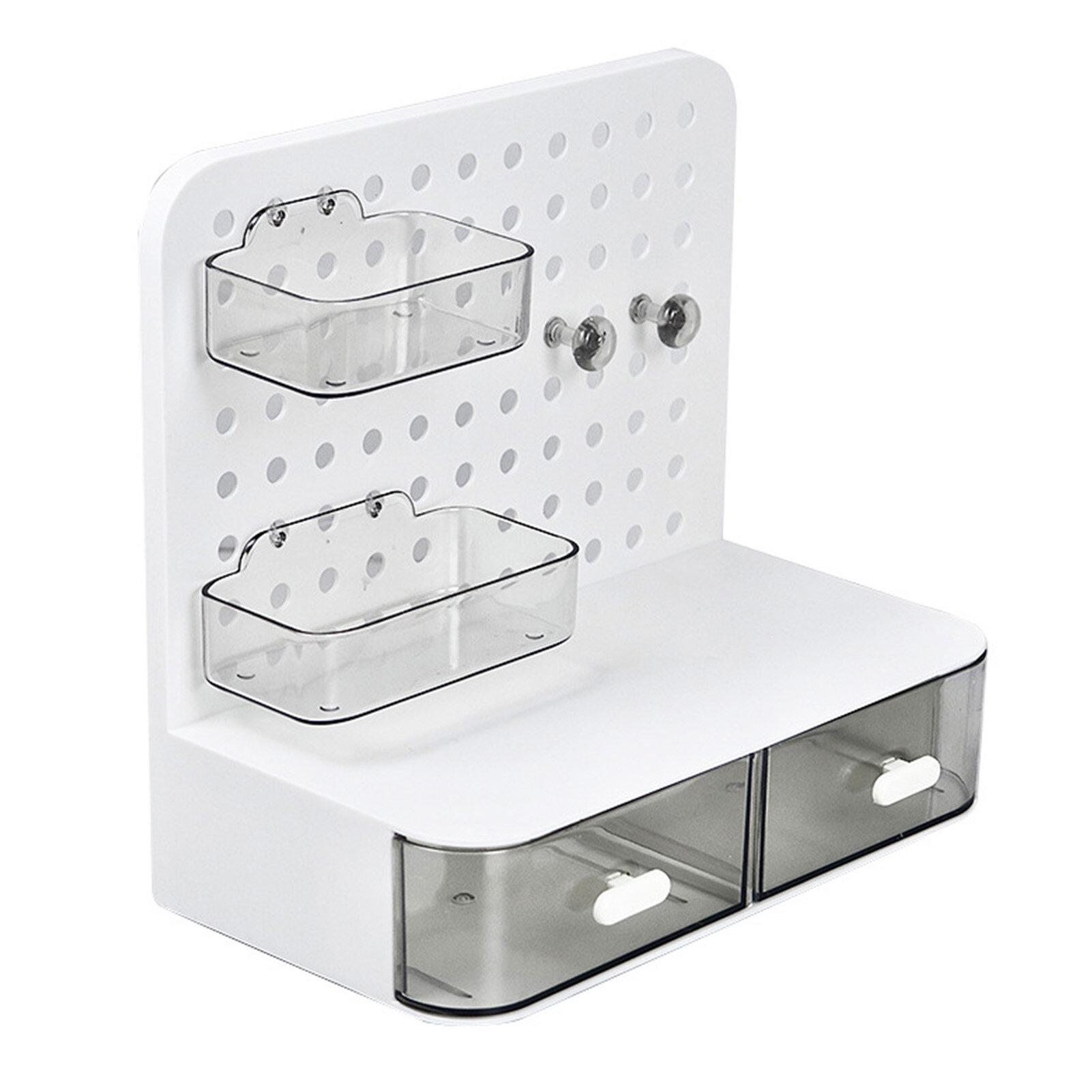 Pegboard Настольный органайзер Простая многофункциональная пластиковая стойка для хранения с ящиками для канцелярских принадлежностей Повязки на голову Белый