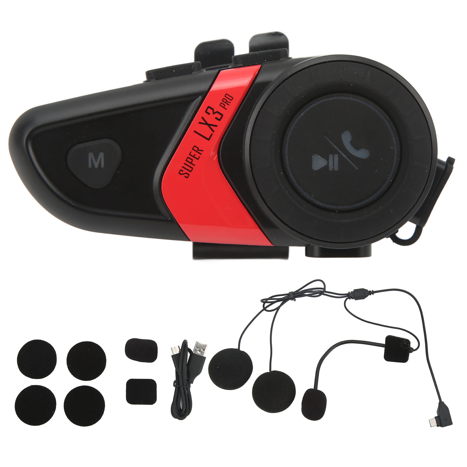 Гарнитура Bluetooth 5.0 (красная) для шлема