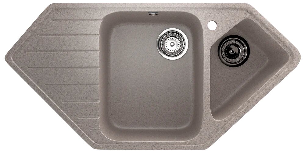 Мойка кухонная Ulgran U-409 -302 угловая, 50x97, мойка для кухни, с крылом, бежевая, трапеция, матовая