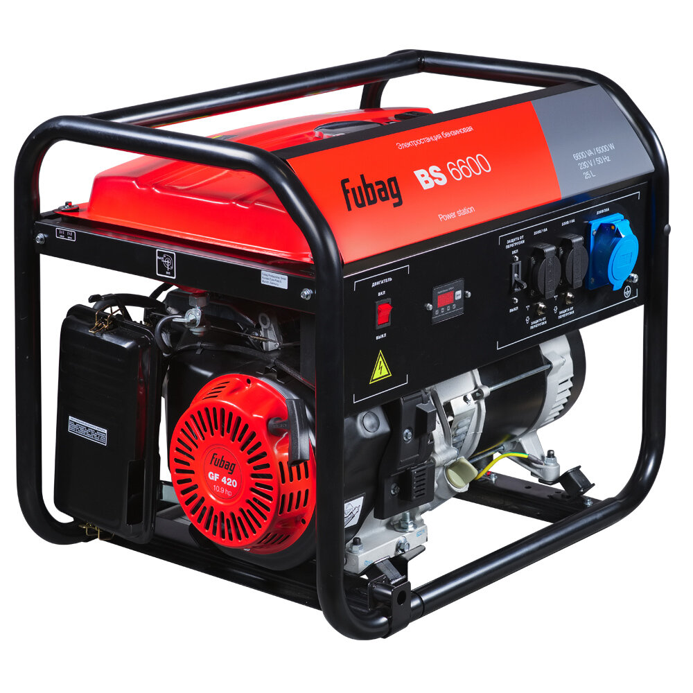 Генератор бензиновый FUBAG BS 6600, 6 кВт, 220 В, однофазный ручной запуск