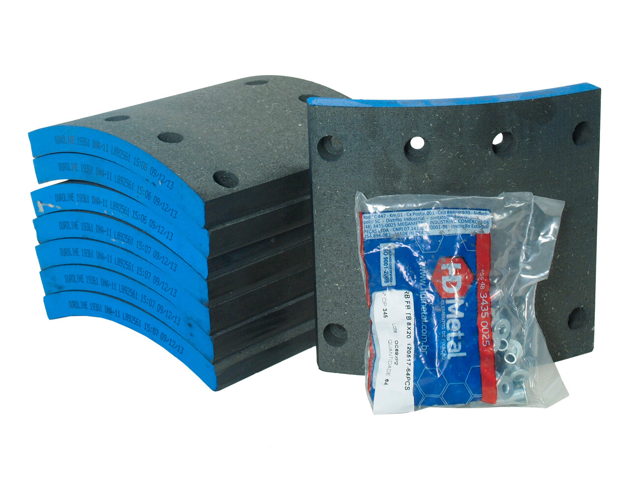 Накладка тормозной колодки камаз-6522 сред и зад моста madara комплект 8шт с заклепками duroline