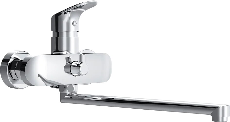 Смеситель с длинным изливом для ванны AM.PM Like F8090016 поворотный, латунный, хром, глянцевый, смеситель для ванны с душем, рычажный