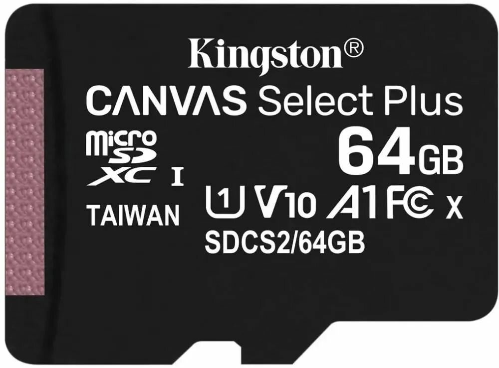 Флеш карта microSDXC 64GB Kingston SDCS3/64GBSP Canvas Select Plus V10 A1 w/o adapter