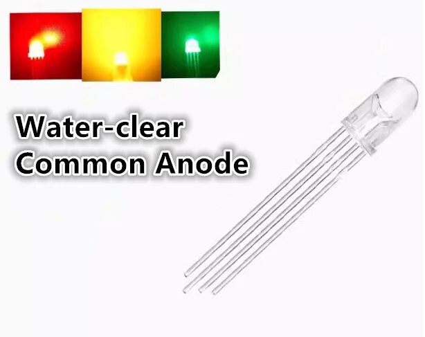 RGB светодиод 5 мм Water-clear 10шт