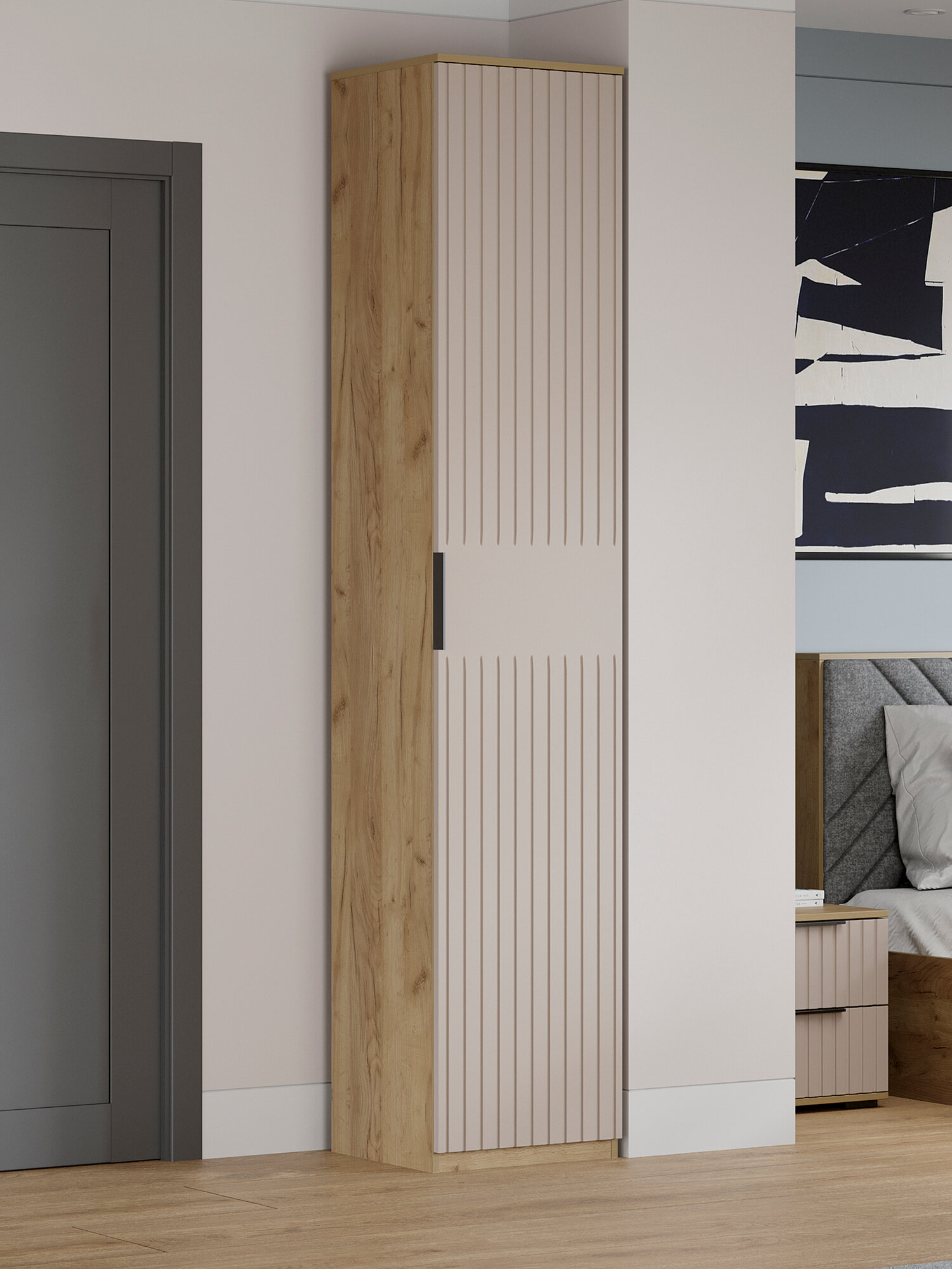 Шкаф распашной для белья Хилтон исп.2 (Дуб Крафт золотой, Мокко матовый)