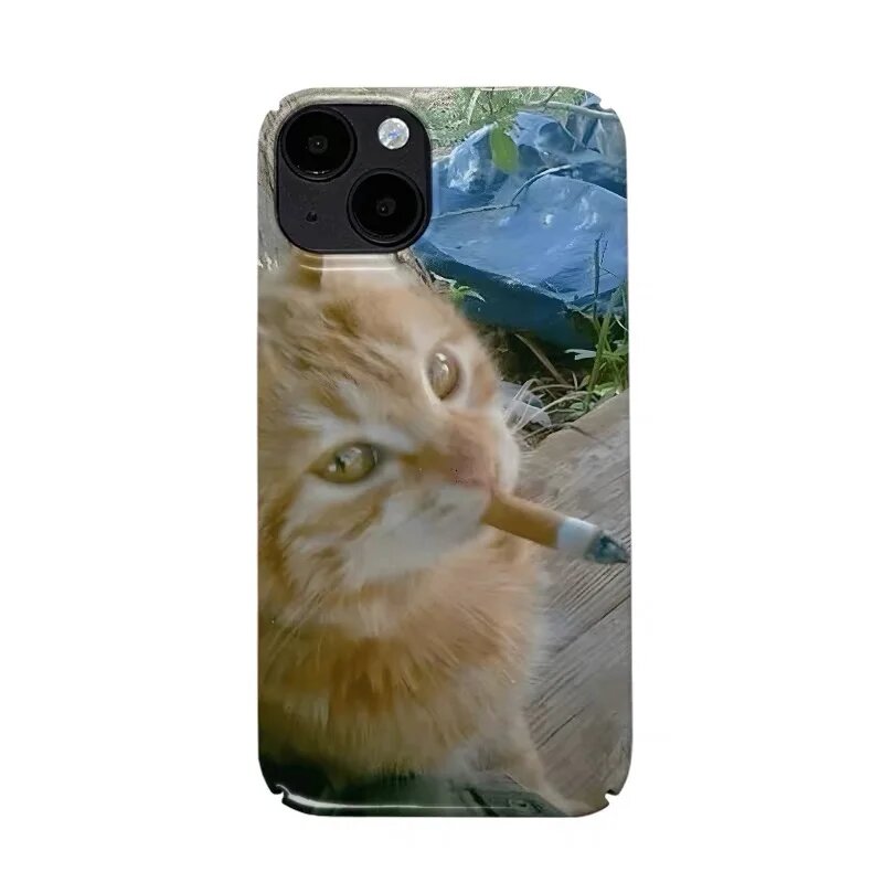 Чехол для iPhone 17 акриловый ТПУ "Курящий котенок"