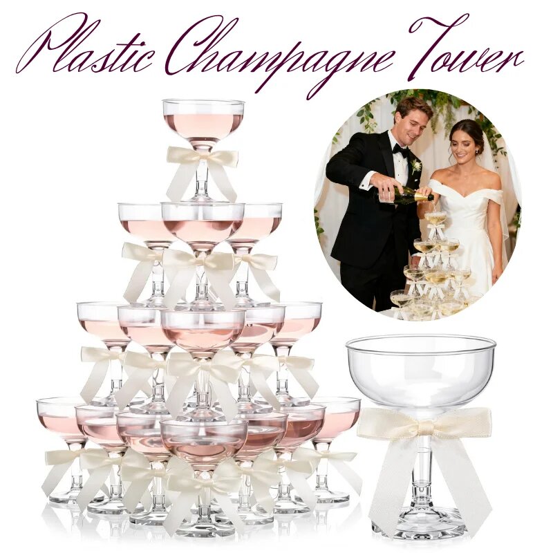 Акриловая башня для шампанского 4-6 уровней с бантами 5Tier