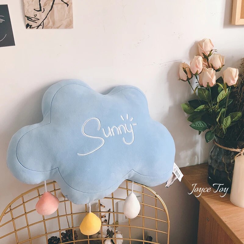 Плюшевая подушка-игрушка облако, радуга, луна Светло-голубой, cloud 1pc