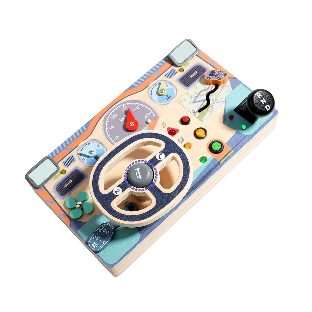 Деревянная развивающая доска с рулём