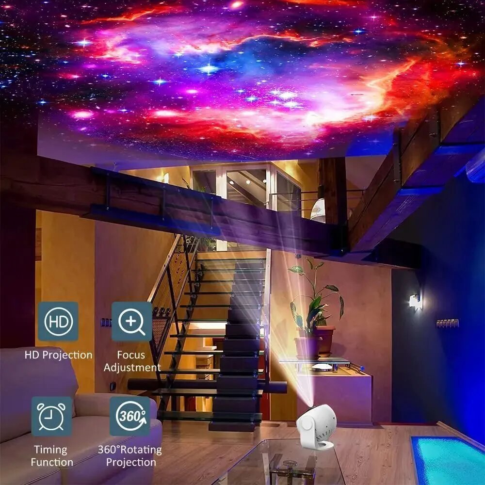 Ночник проектор звездного неба MOORII Galaxy Projector с 12 дисками, настольный светодиодный светильник, белый — фото 1